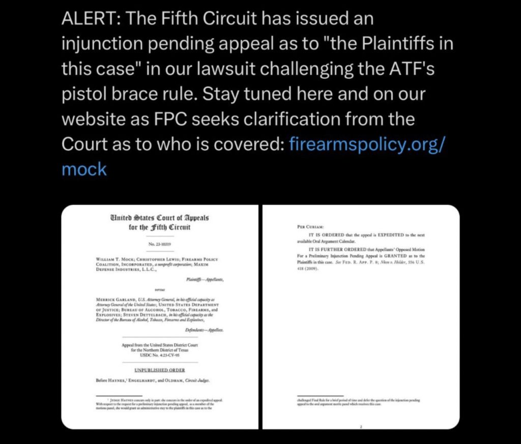 BREAKING: Fifth Circuit Issues Injunction Against ATF Brace Rule - GAT Daily (Guns Ammo Tactical)