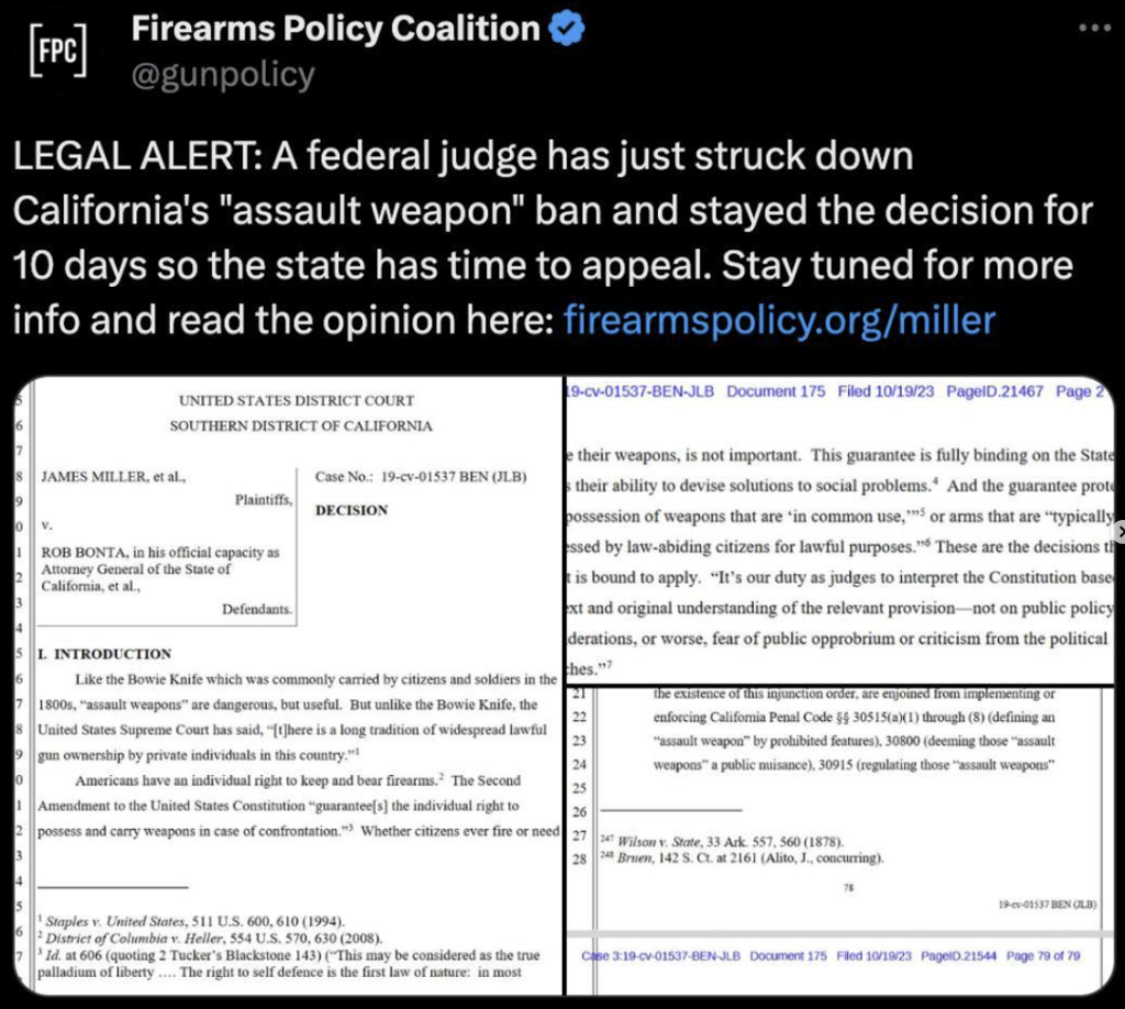 BREAKING: California Assault Weapon Ban Ruled Unconstitutional, State ...